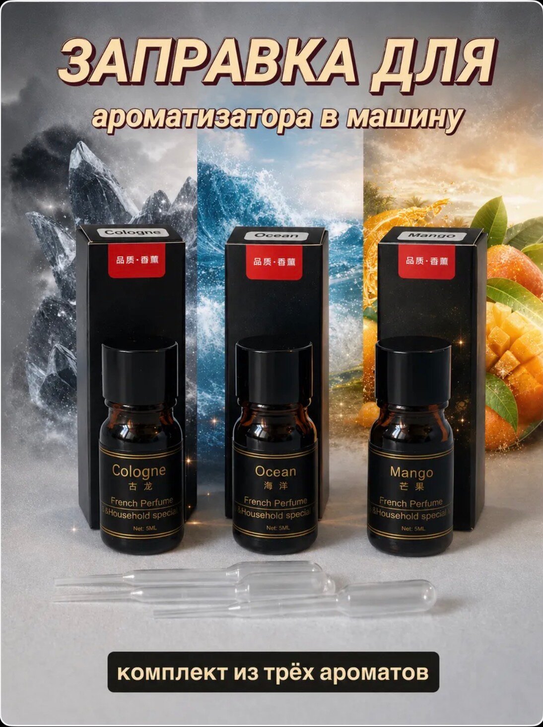 Заправка для ароматизатора в машину, ароматическая жидкость для ароматизаторов в автомобиль