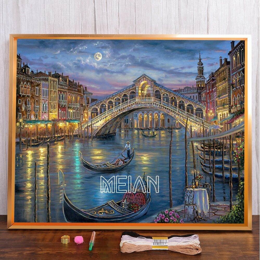 Эксклюзивный набор MEIAN 40x30CM 14CT для вышивки Мосты на реке