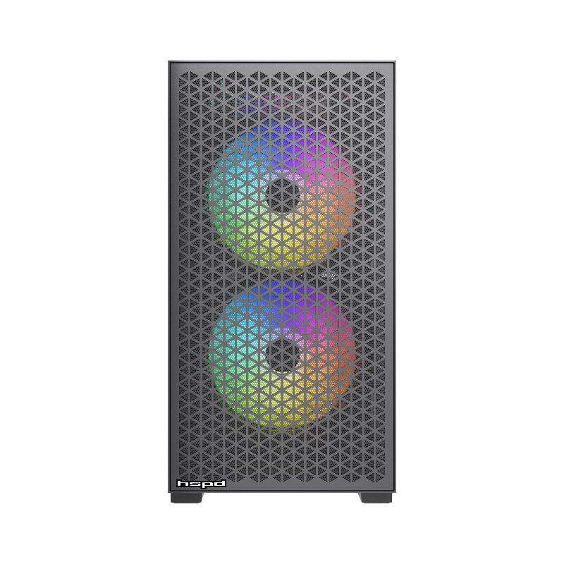 Корпус без блока Case HSPD M335, Mesh Mini-tower, Black, TG, 0.45 SPCC, 2x140mm ARGB + 1x120mm ARGB mATX, mITX 160/340/184mm 2x2.5", 2x3.5", 4xPCI 1xUSB-A 3.0, 2xUSB-A 2.0 385x200x390mm M335-TGBK-ARGB