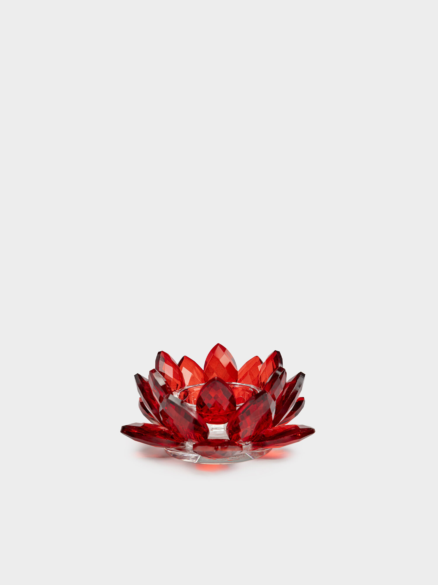 Подсвечник, 10x3 см, для чайной свечи, кристальное стекло, красный, Цветок Crystal flower, Kuchenland