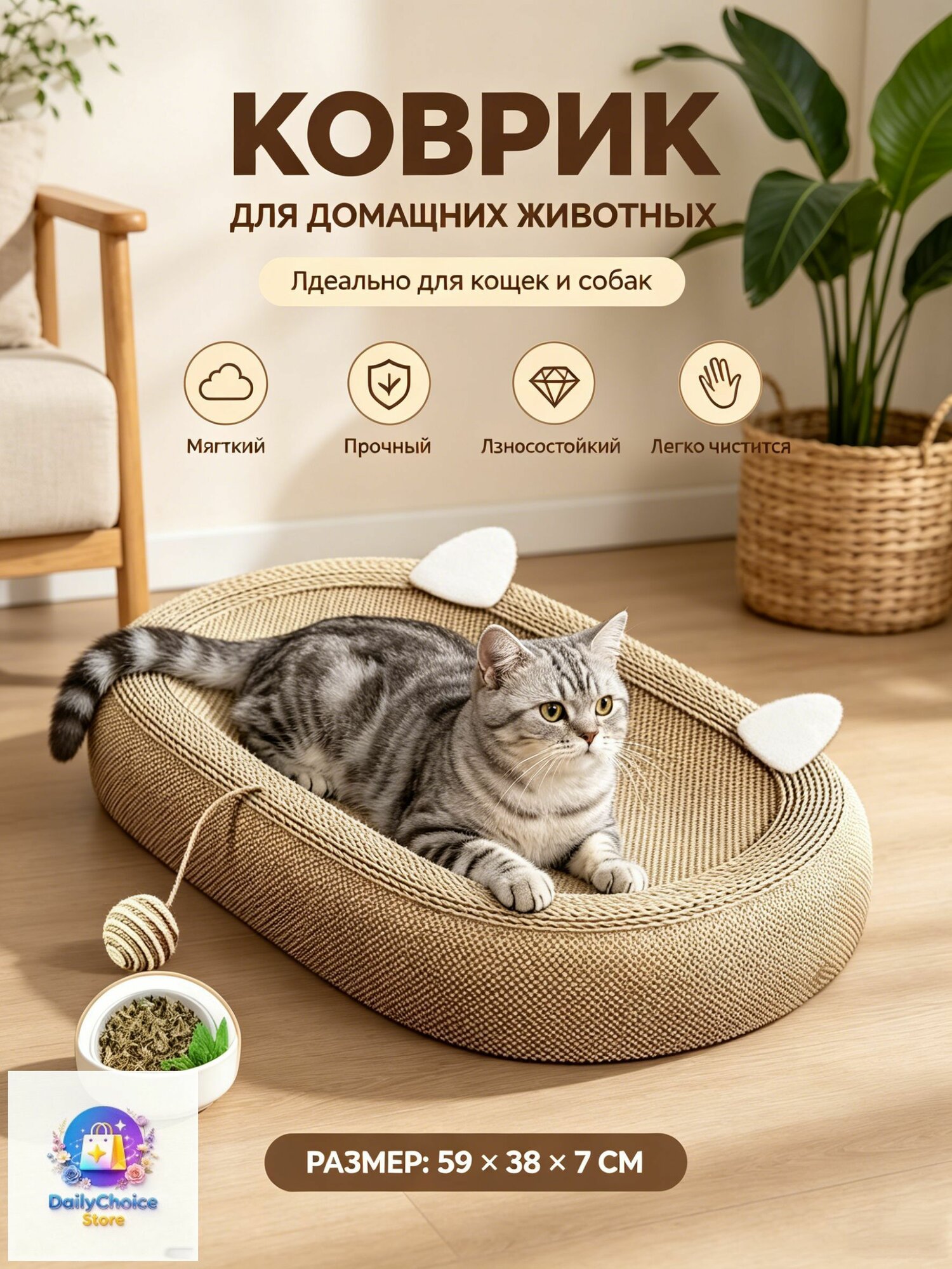 Сизалевая доска-когтеточка и лежанка для кошек в одном изделии, очень большая доска для заточки когтей, износостойкая, устойчивая к царапинам, не осыпается, чаша для заточки когтей, игрушка для кошек.