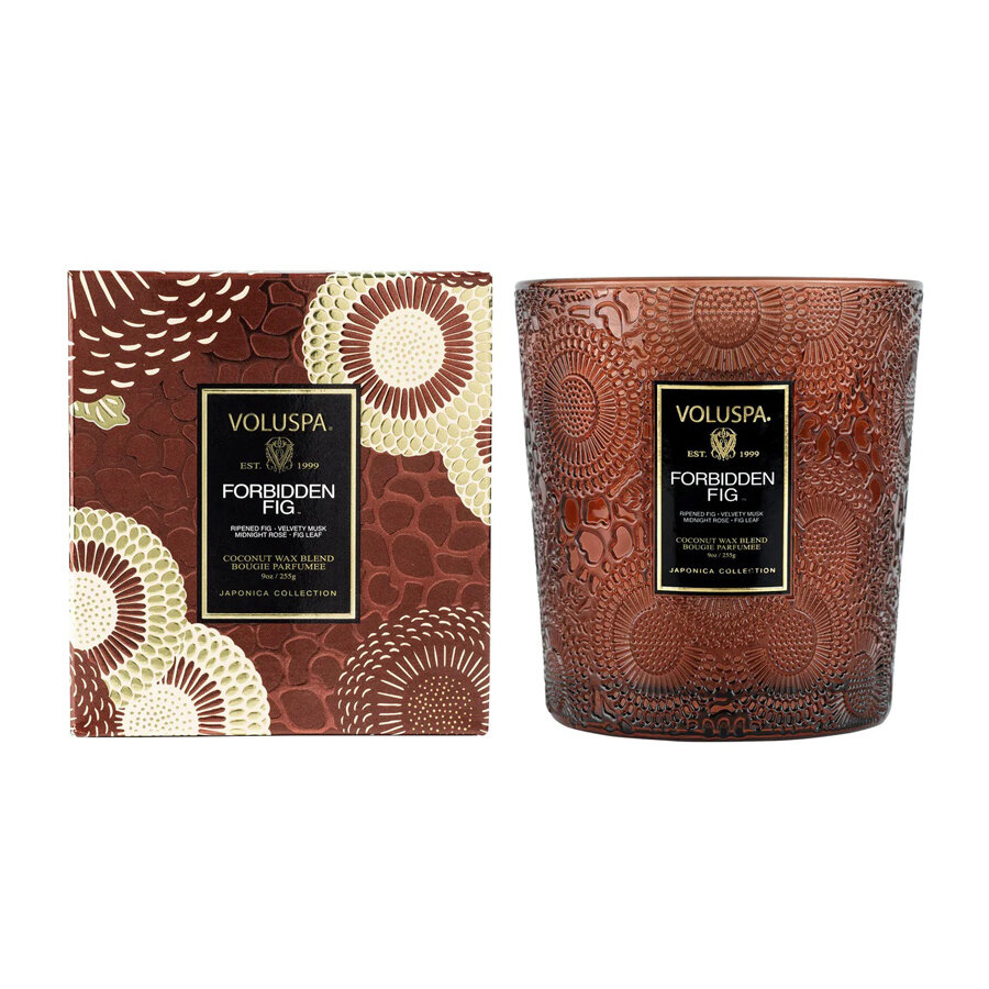 Ароматическая свеча Voluspa запретный плод (Forbidden Fig) в подарочной коробке 255 г