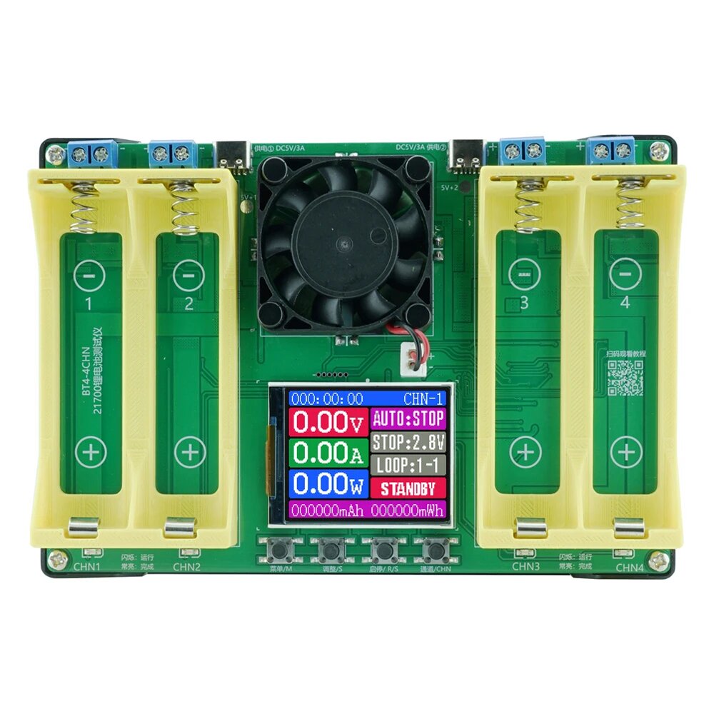 Автоматический тестер емкости аккумуляторов 21700/18650 4-канальный 21700 Battery