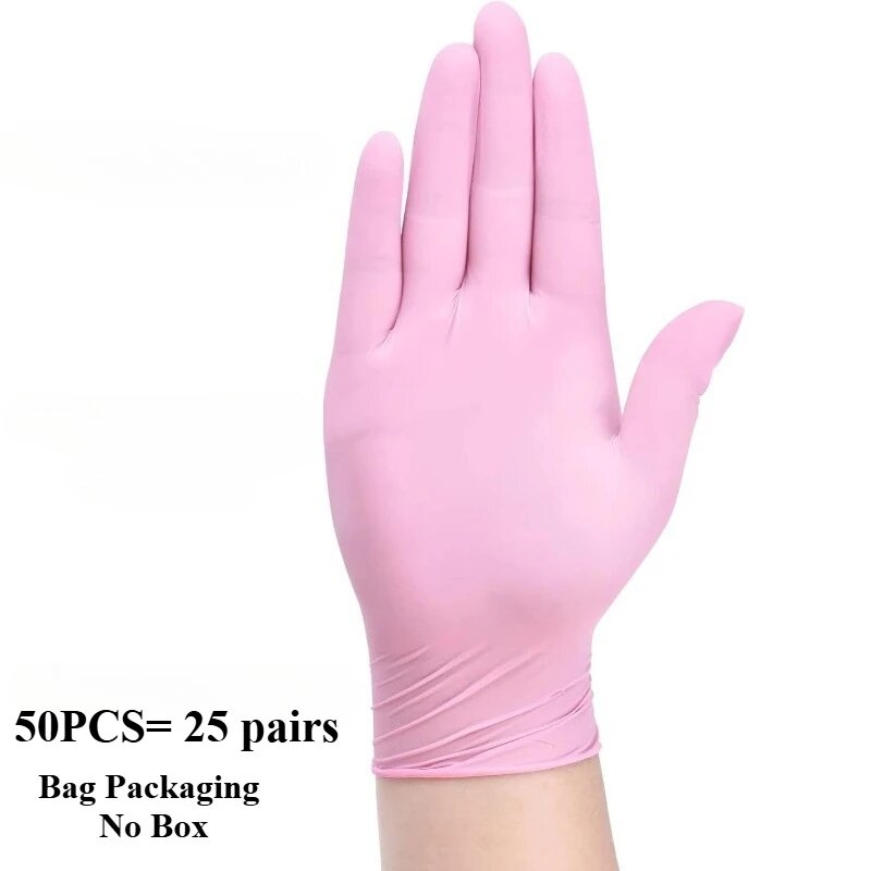 Розовые одноразовые нитриловые перчатки для уборки L, Pink 50PCS