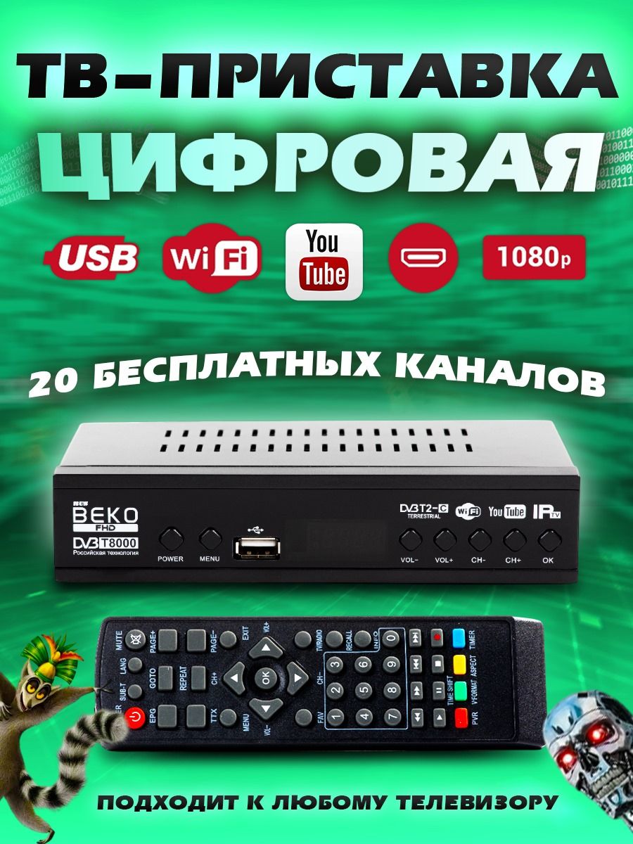 Цифровая DVB-T2 приставка ТВ цифровая приставка ТВ тюнер 1080P