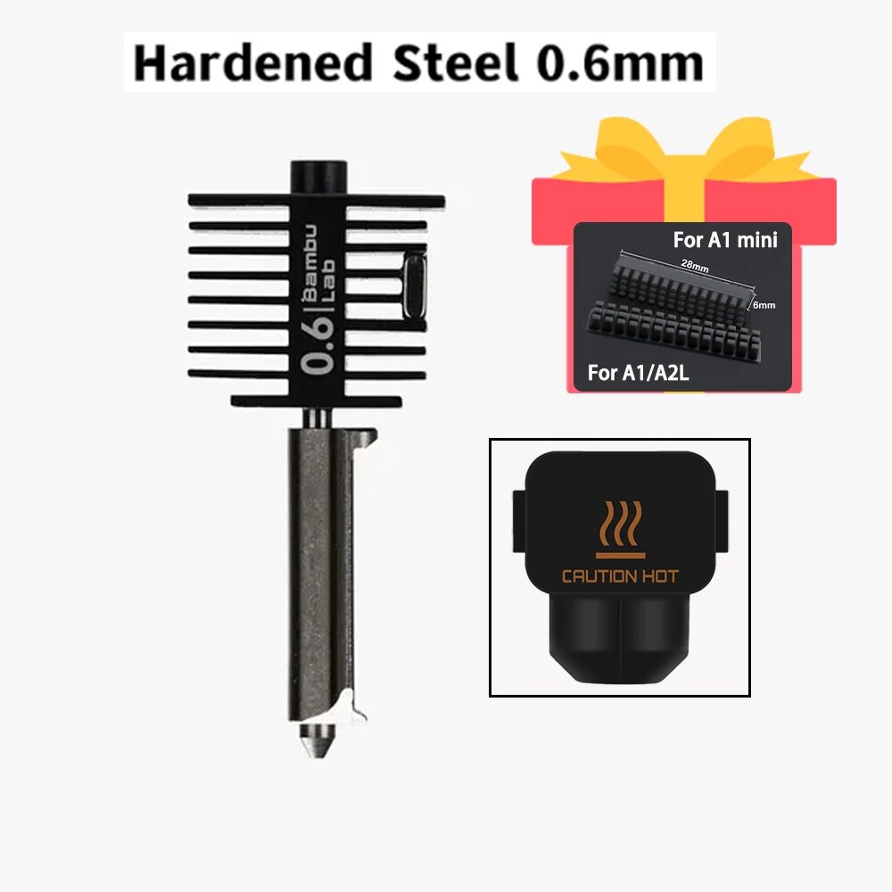 Hotend для Bambu Lab A1/A1 Mini, 0.6 мм, закаленная сталь
