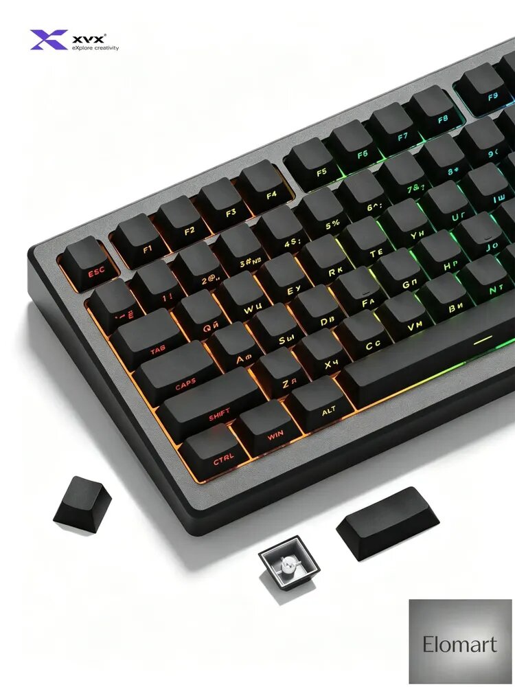 Кейкапы Cherry PBT Side Print для механической клавиатуры, "Классический черный"