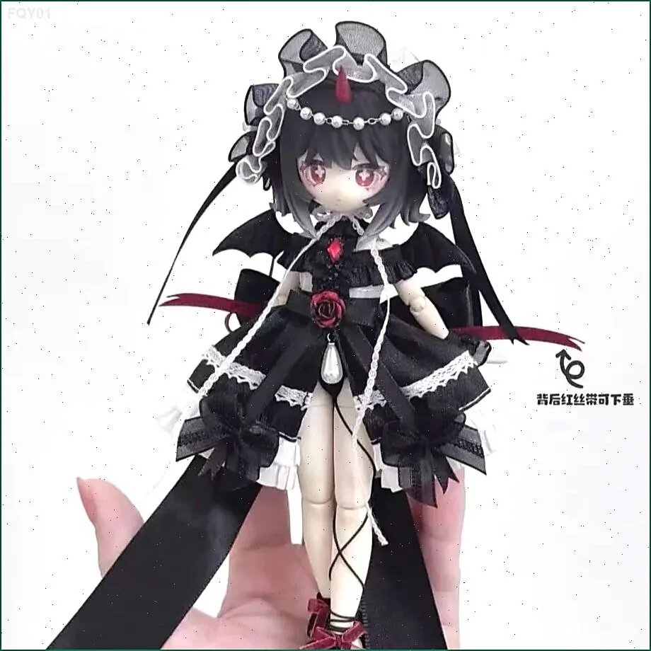 Meki/Сердце творения 1/12 bjd doll, Черная готическая кукла, Высота 15 см, Китай