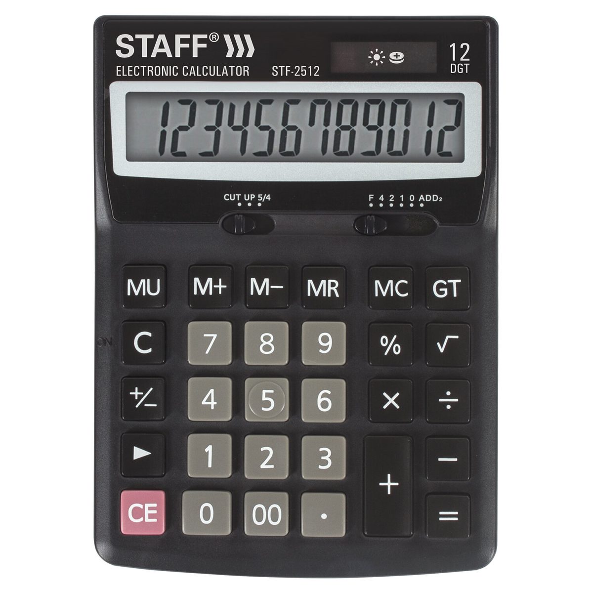 Калькулятор настольный Staff STF-2512, 12-разрядный, черный, 10шт.