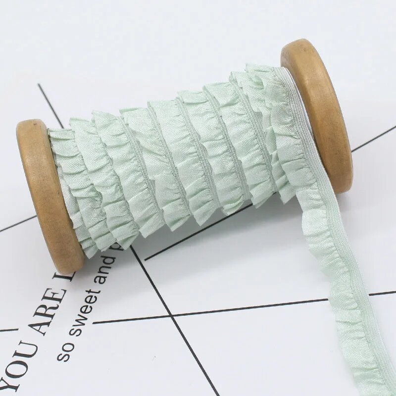 Эластичная кружевная тесьма 10 мм, 2/5 ярда, полиэстер Зеленый, Avocado green, 2yards