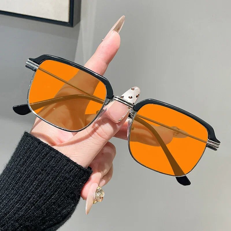 Полуоправные очки ночного видения с защитой от бликов Anti-Blue Light Glasses Black Silver Orange