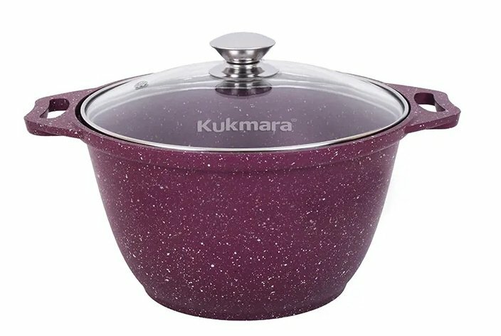 Кастрюля 4л Kukmara К41TSM Trendy style вишневый, алюминий, антипригарное, вишневый, крышка стекло