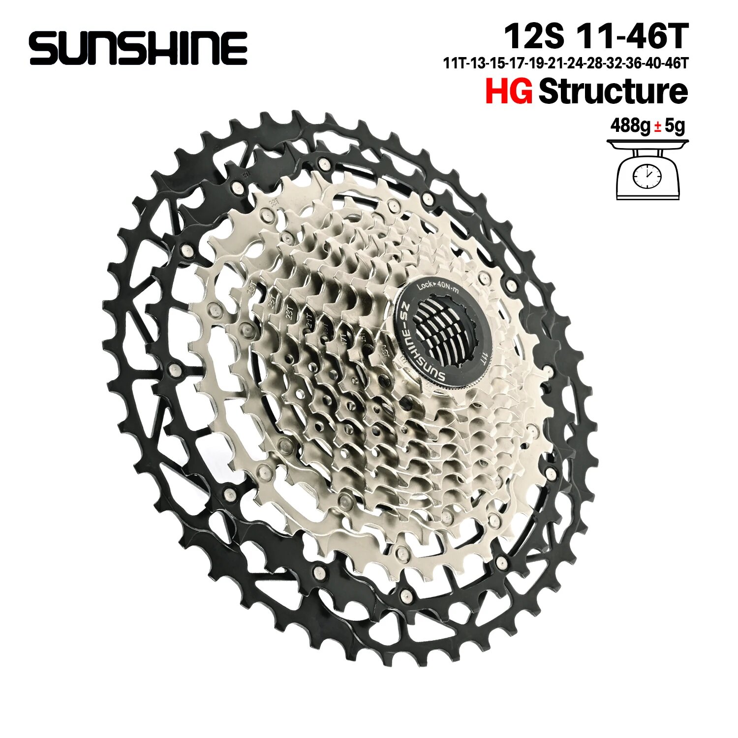 GOLDIX SUNSHINE 10-скоростная кассета для горного велосипеда серебристо-черный 12 Speed 11T-46T