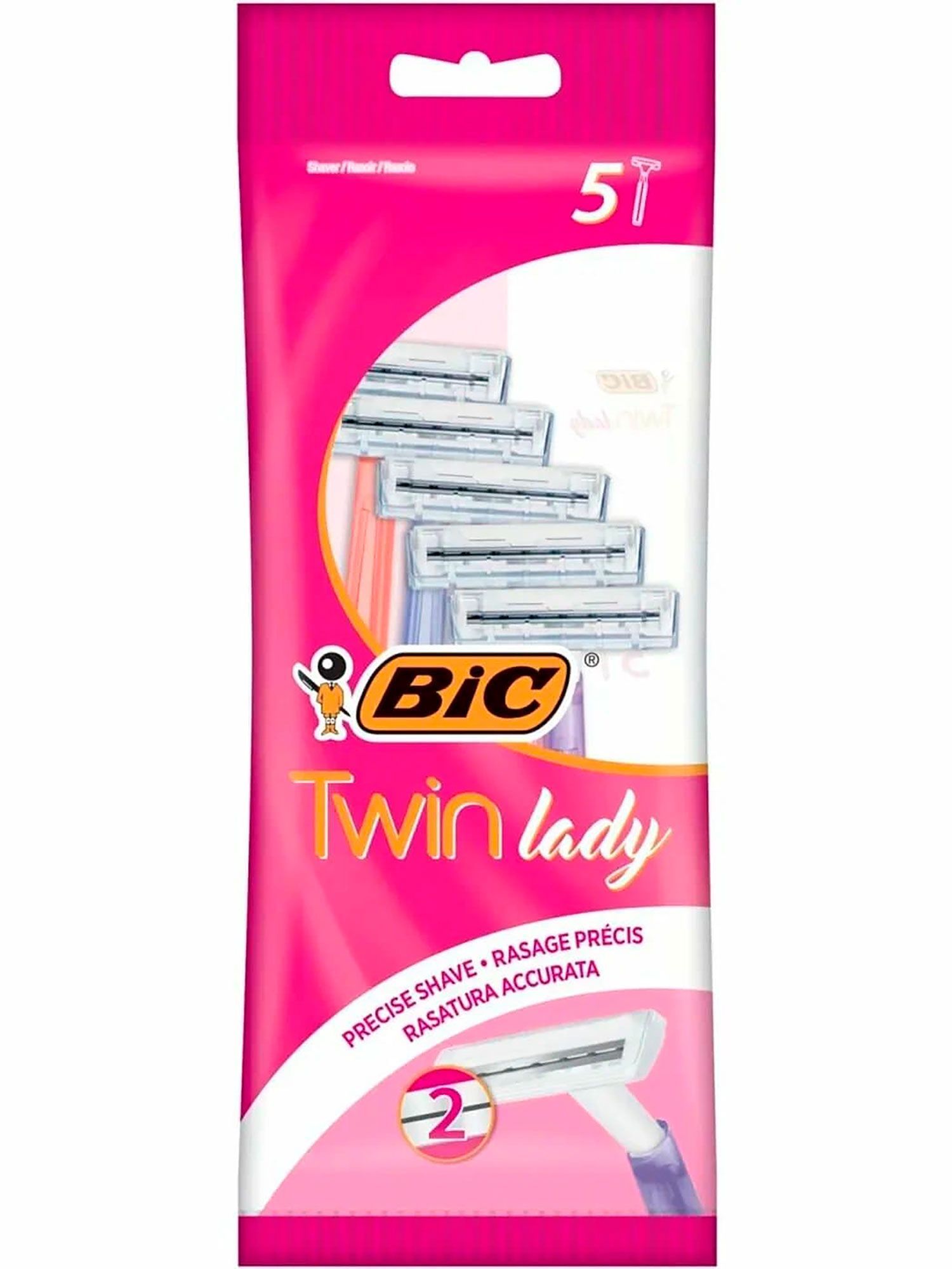 Bic Бритвы одноразовые LADY TWIN (5 станков), женские, 2 лезвия