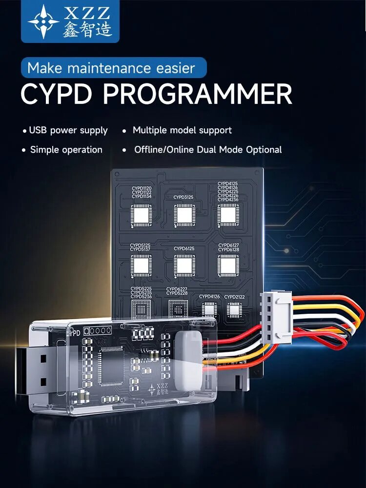 XZZ Cypress (Сайпресс) MiniProg4 программатор для микросхем CYPD интерфейса USB Type-C для ноутбуков