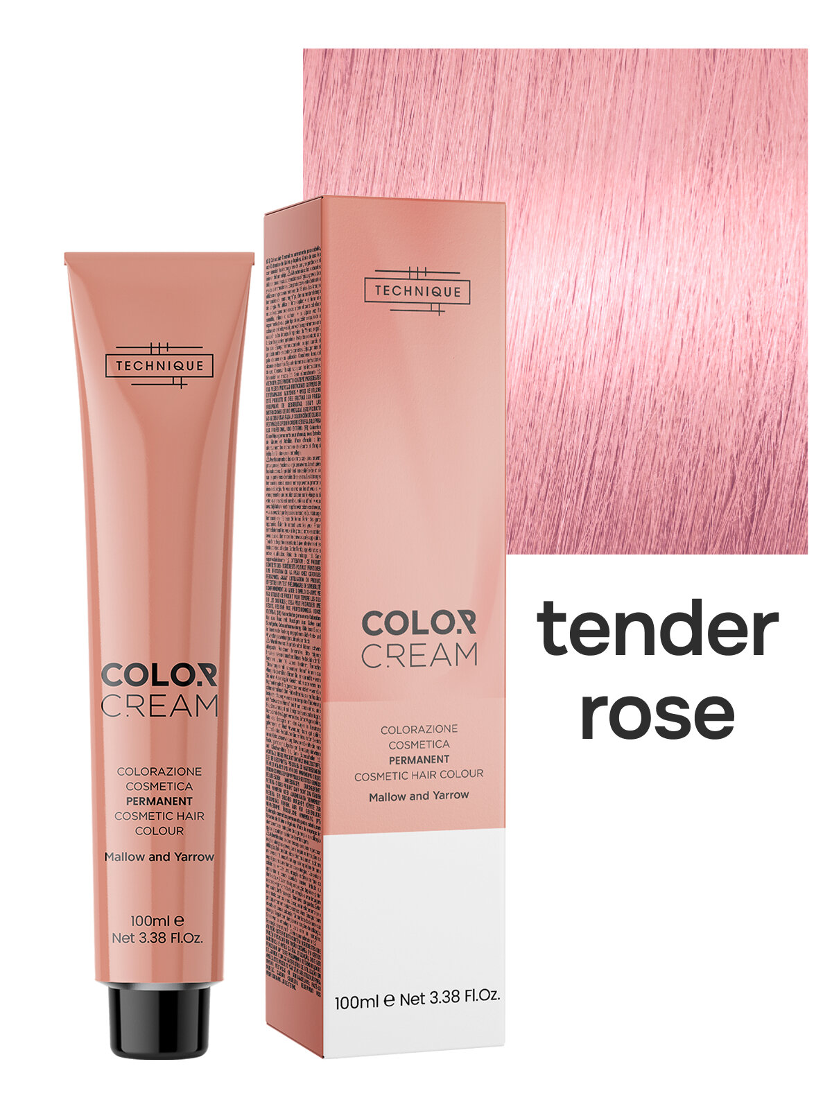 Крем - краска для тонирования волос профессиональная Technique Color Cream Permanent Cosmetic Hair Colour Metal Color Тонер Нежная роза, 100 мл