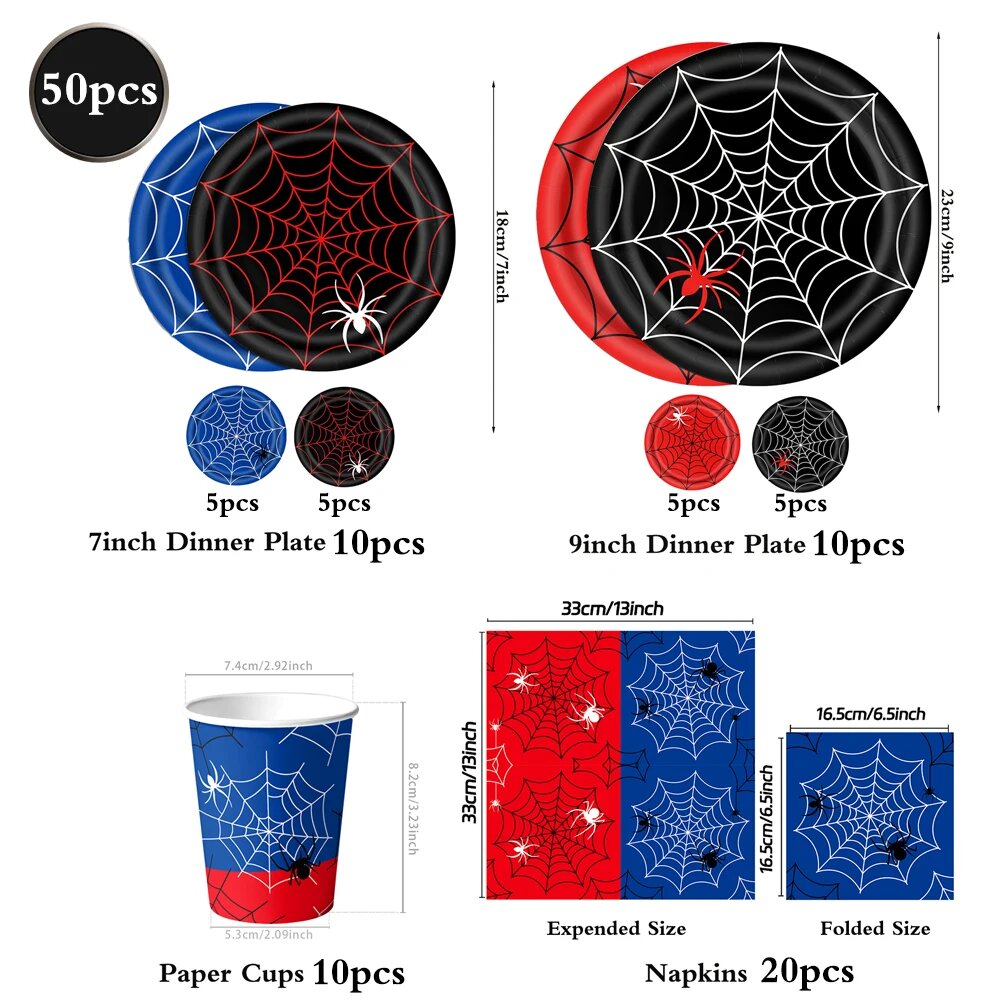 Набор для вечеринки «Паук» EsenTroye из бумаги Tableware-50pcs