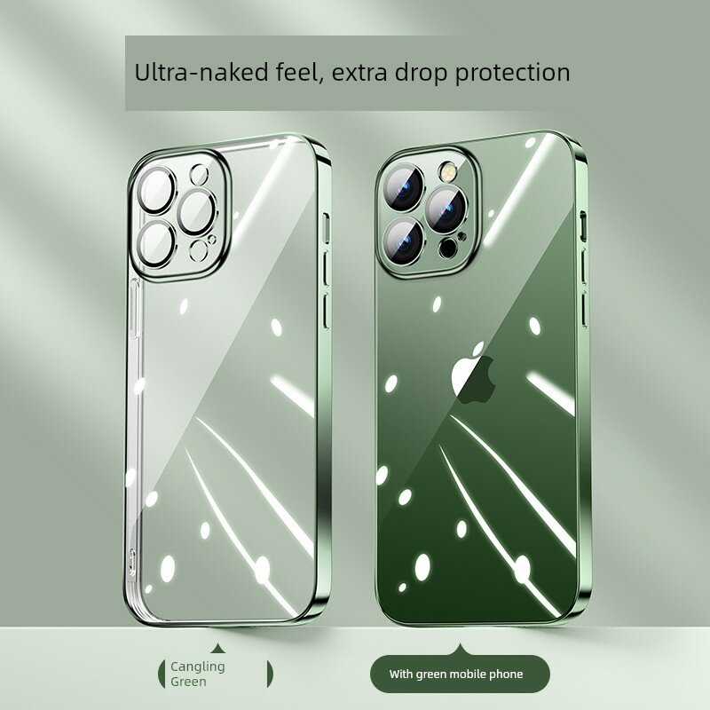 IPhone 15 Pro Max Салатово-зеленый ударопрочный мягкий чехол с встроенной пылезащитой и защитной пленкой для объектива
