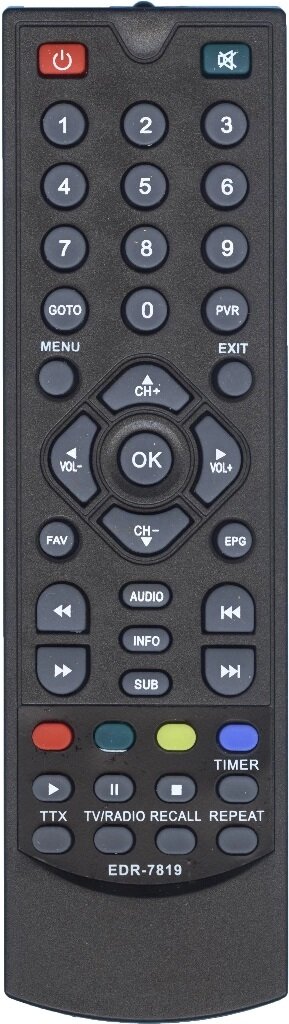 Пульт EDR-7819 DVB-T2 для эфирных ресиверов ELECT