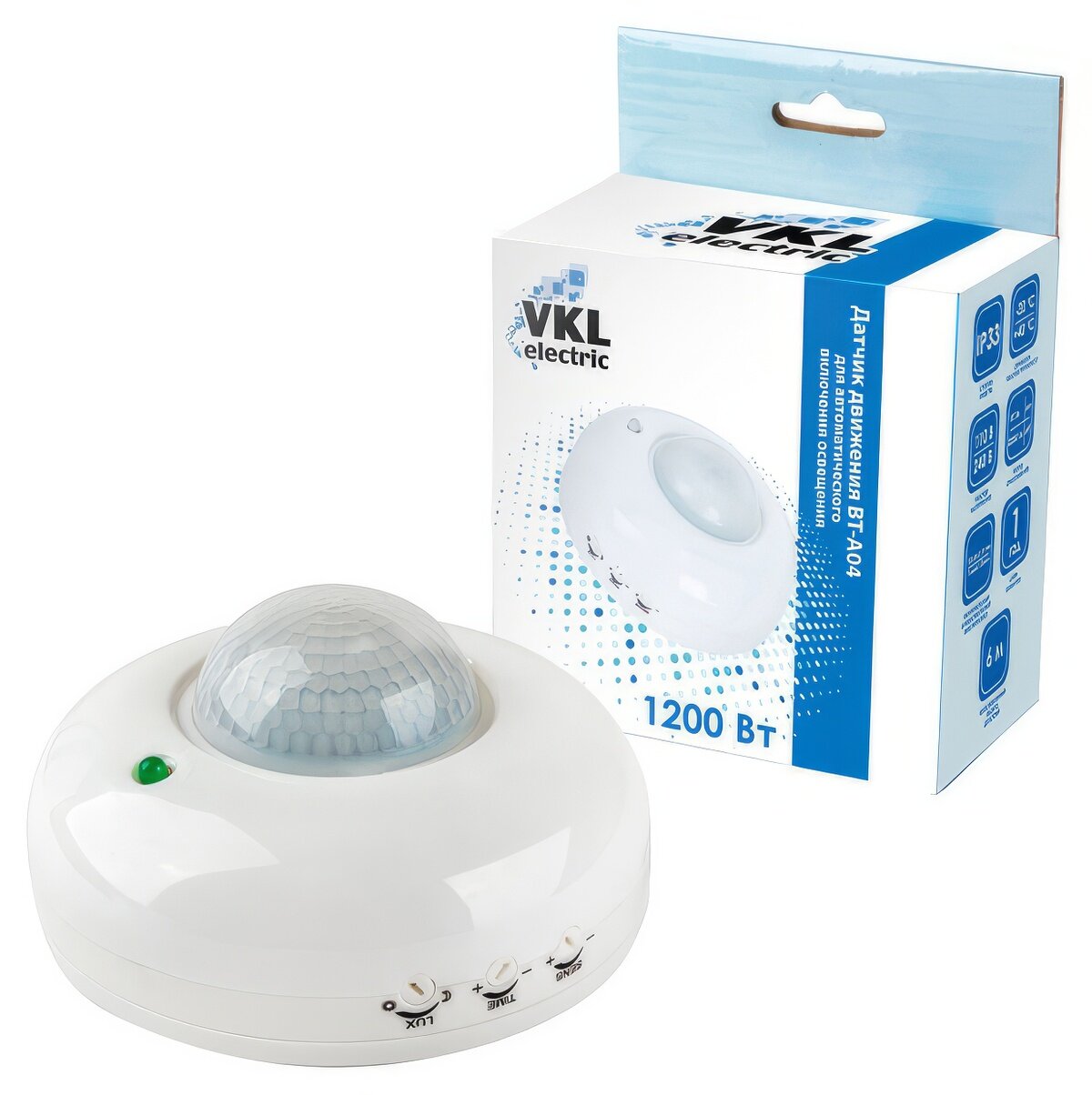 Датчик движения VKL electric BT-А04 угол обзора 360 градусов IP 33 дальность 6м
