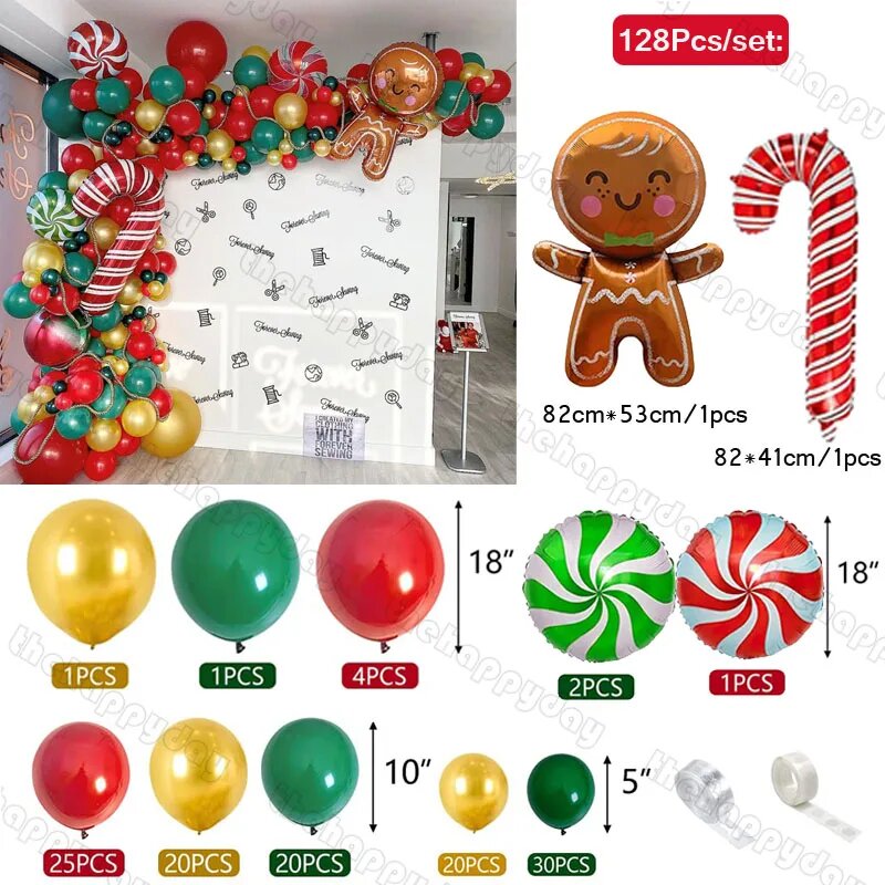 Рождественский набор воздушных шаров MicroPlush D 128pcs Christmas