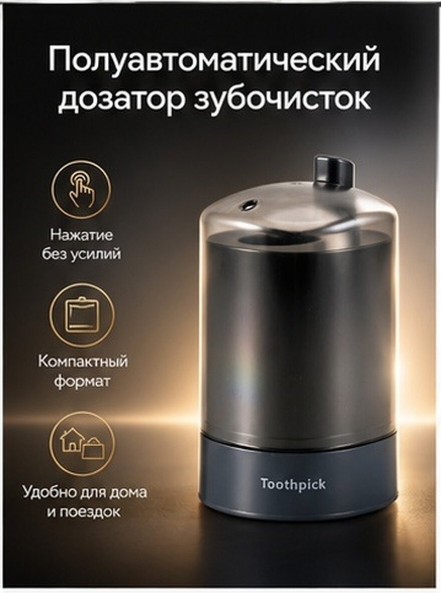 Диспенсер Для Зубочисток Автоматический Хранитель Зубочисток Компактный 9.5X5.5CM