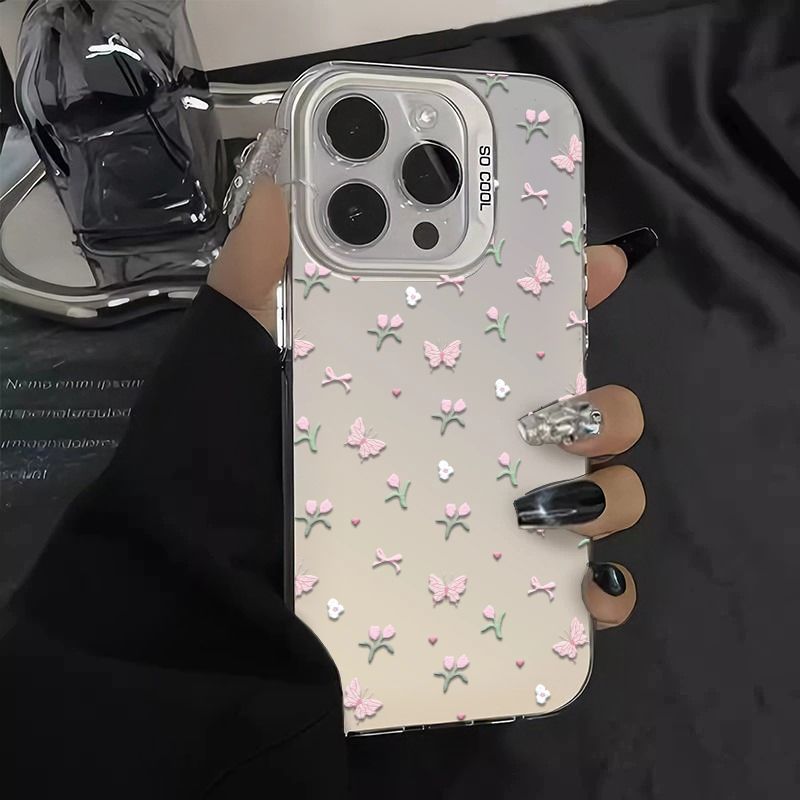 Чехол на Редми Note 13 / Redmi Note 13 белый с принтом Бабочки и цветы силиконовый ударопрочный