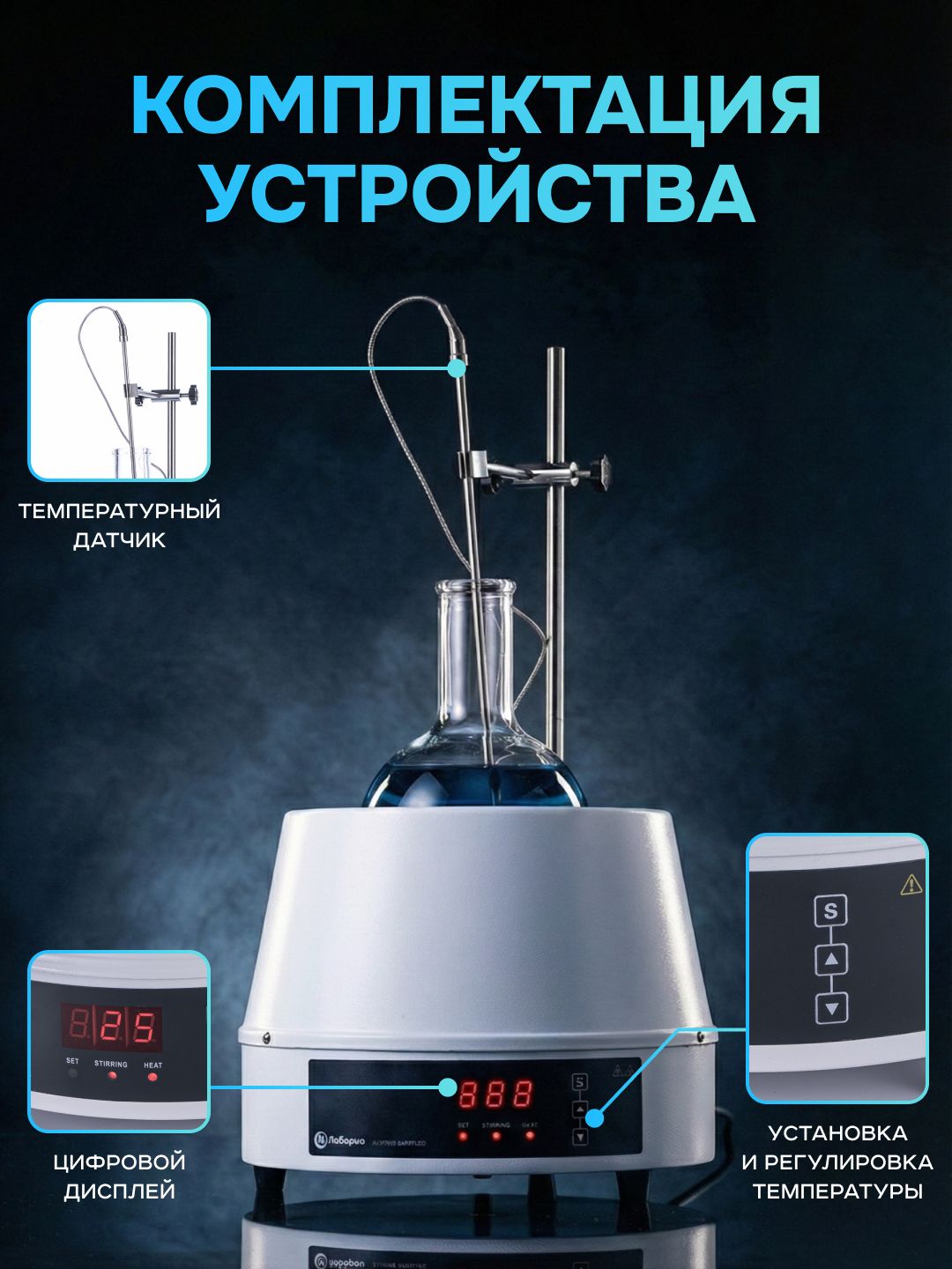 Колбонагреватель на 1 литр, Лаборио HMC-1000, цифровое управление, нагрев до +300 C