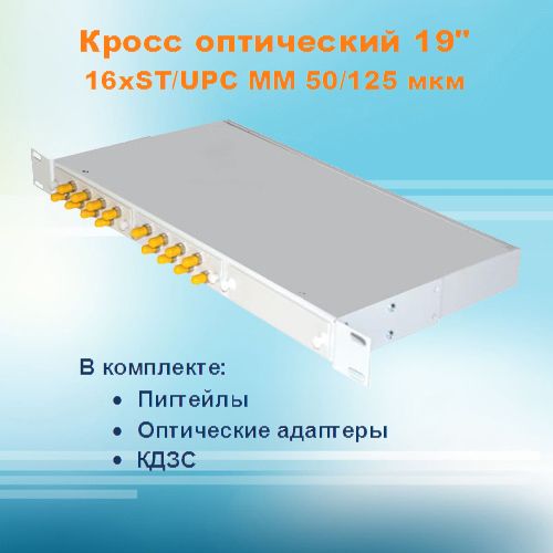 Кросс оптический стоечный СКРУ-1U19-A16/24-ST-MM50 (укомплектованный)