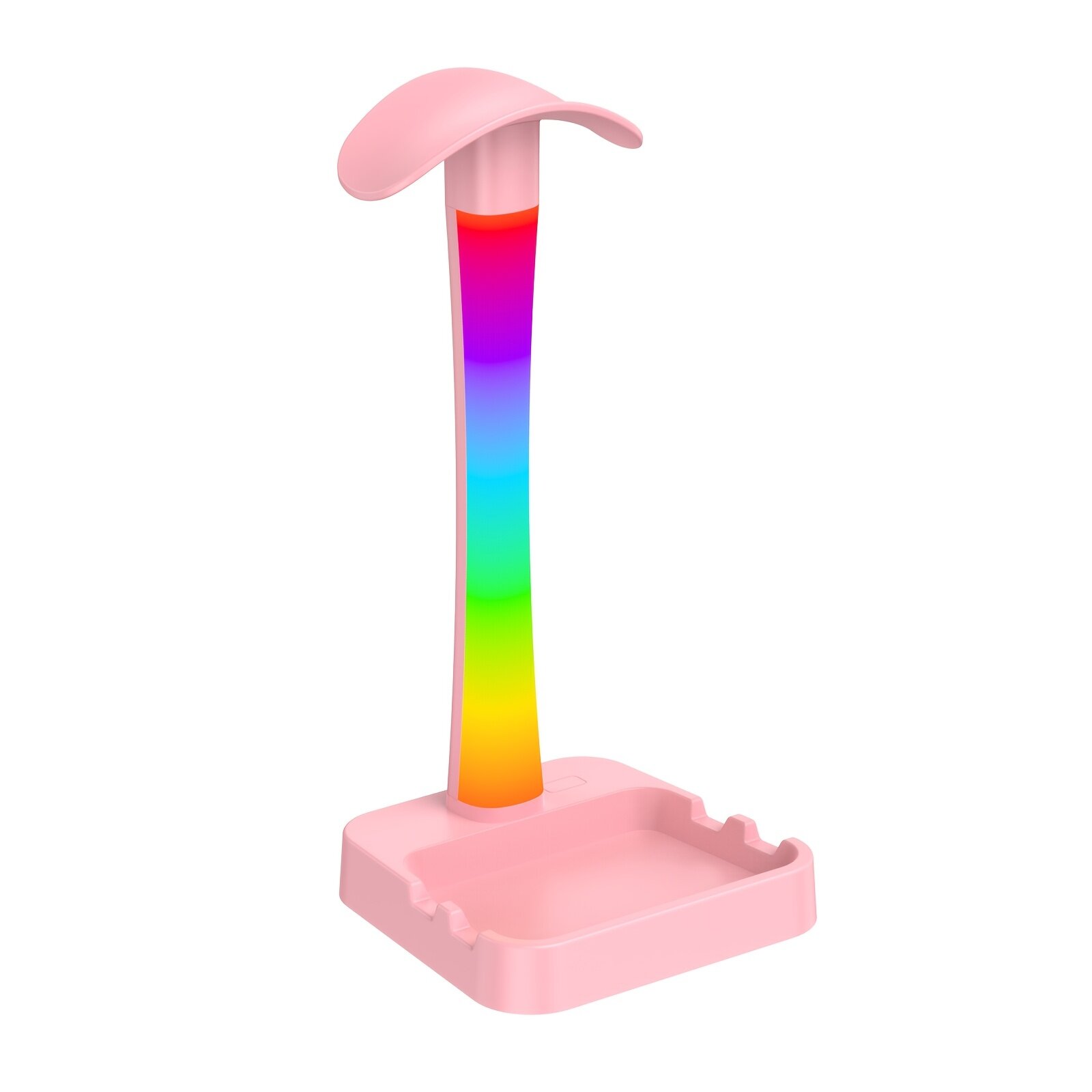 Подставка для наушников и игровых гарнитур с зарядкой и RGB-подсветкой, держатель для телефона и планшета, настольный органайзер, розовая
