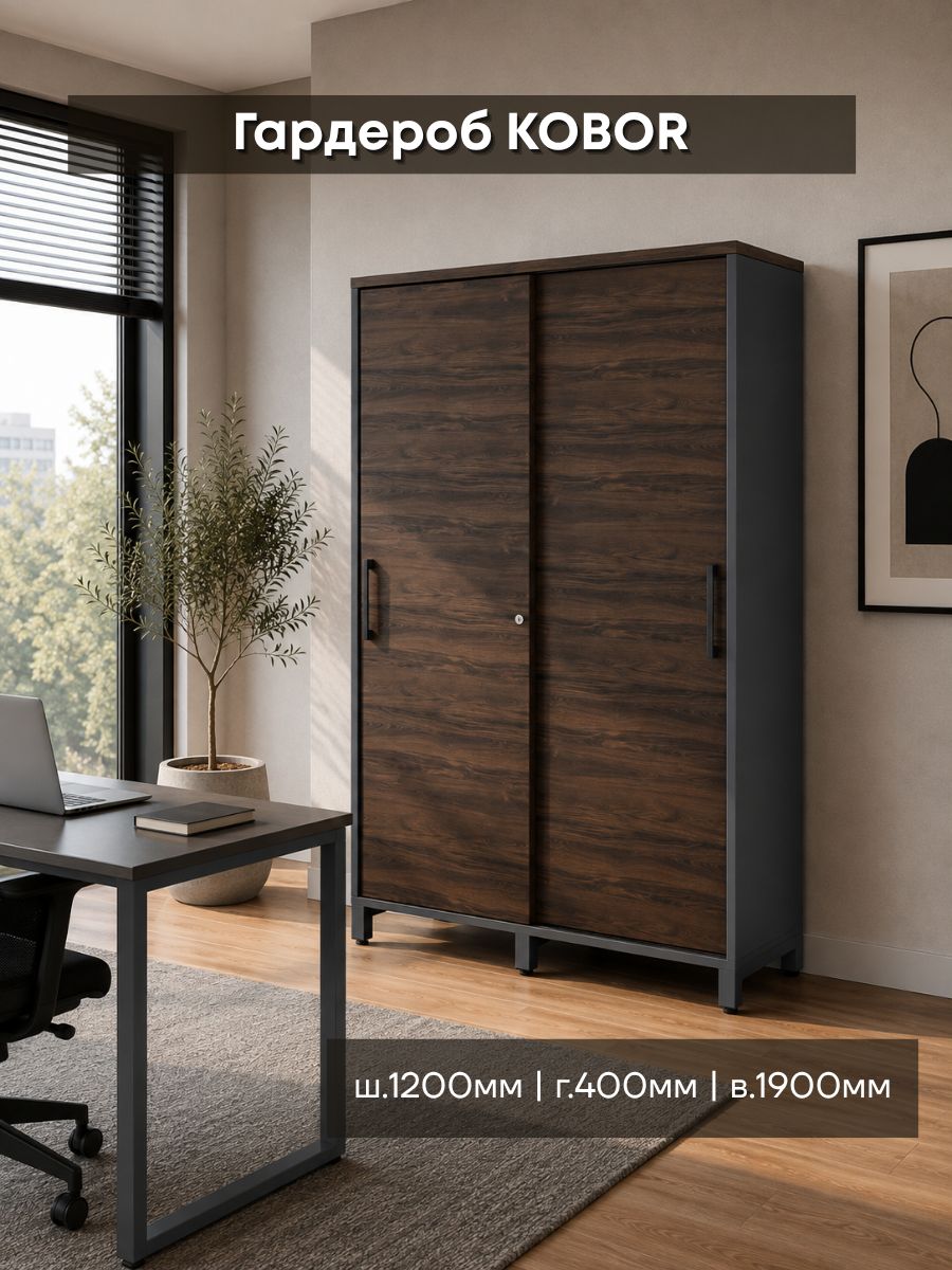 Гардероб-купе Kobor HG-120/40/M graphite/charlston для хранения одежды и вещей