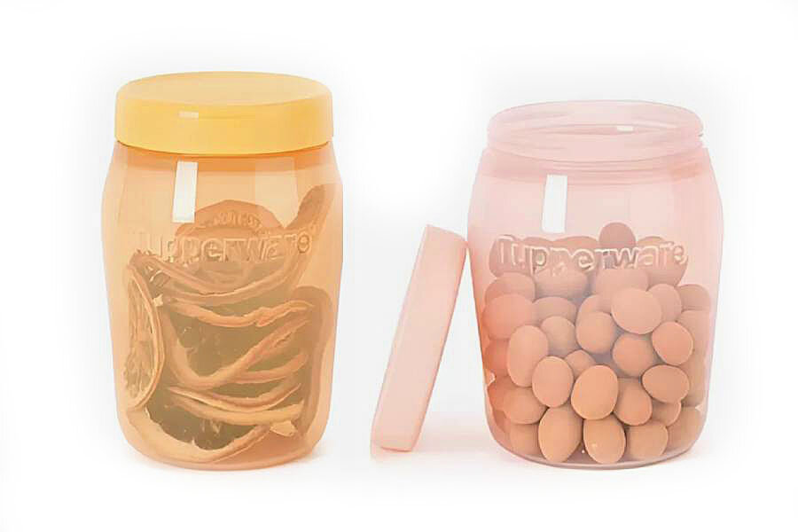 Банки 550 мл розовая и желтая с винтовой крышкой 2шт Tupperware