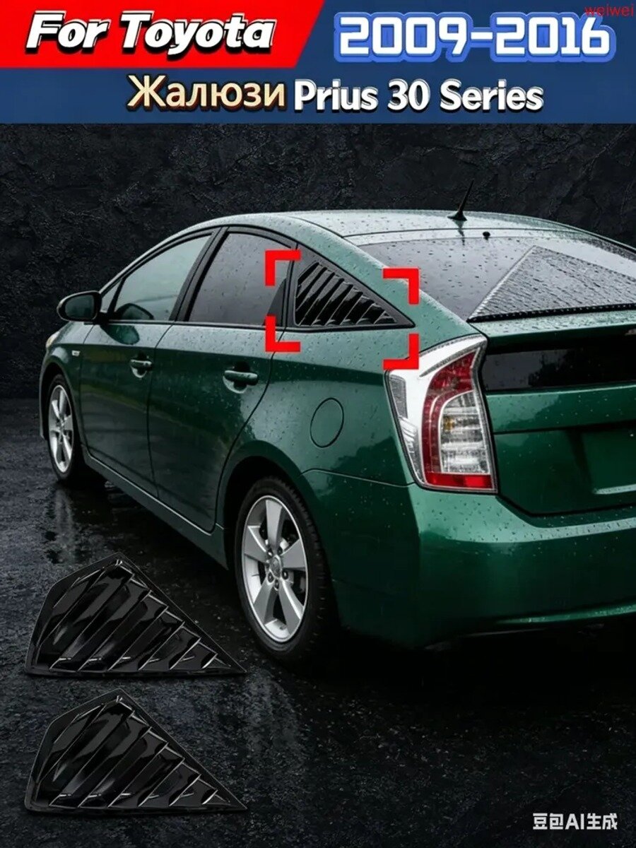 Жалюзи на кузов для Toyota Prius 30 Series 2009-2016, справа, черные, АБС-пластик