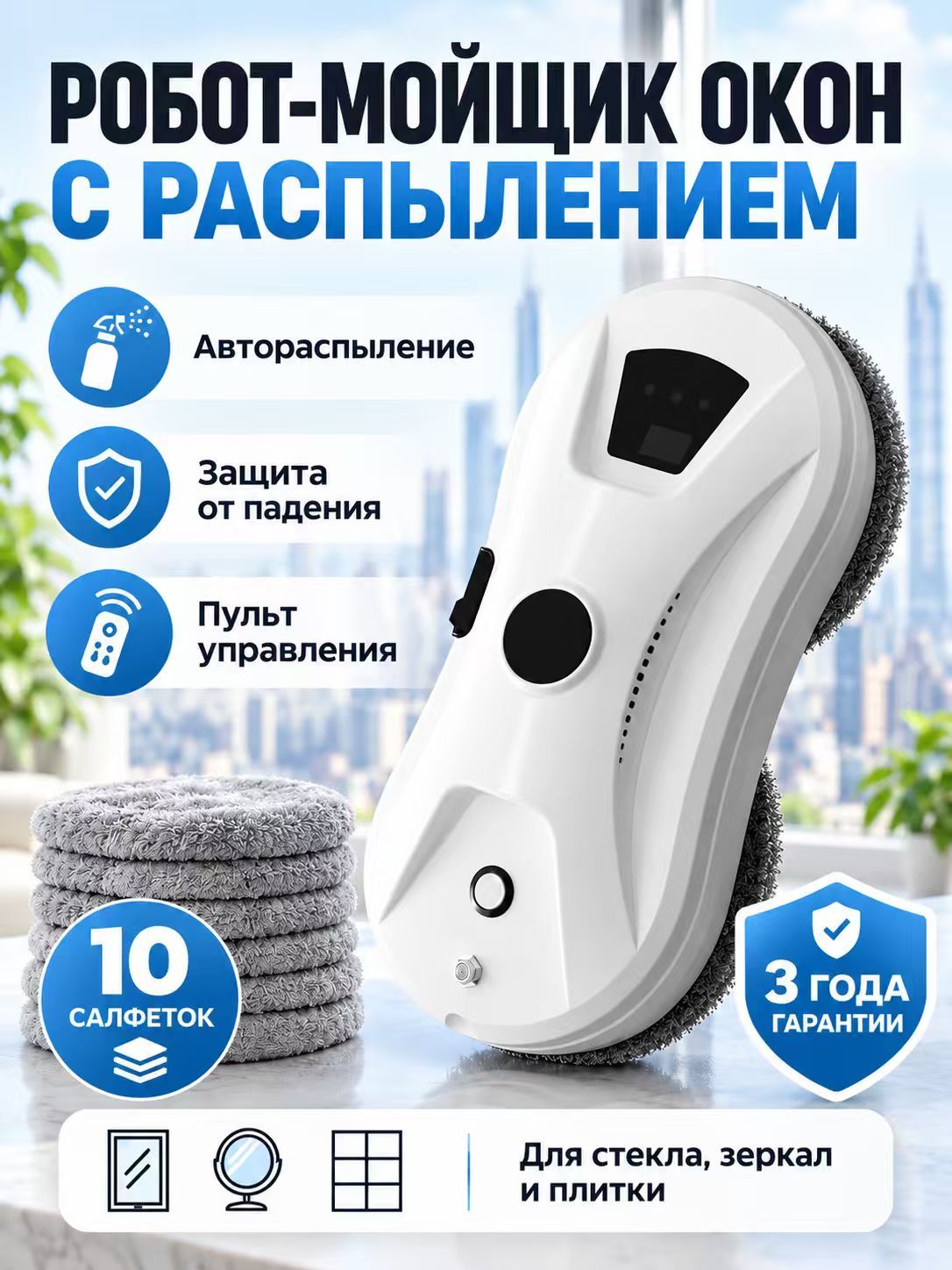 Робот мойщик окон / робот мойщик окон с распылением WinWipe Pro