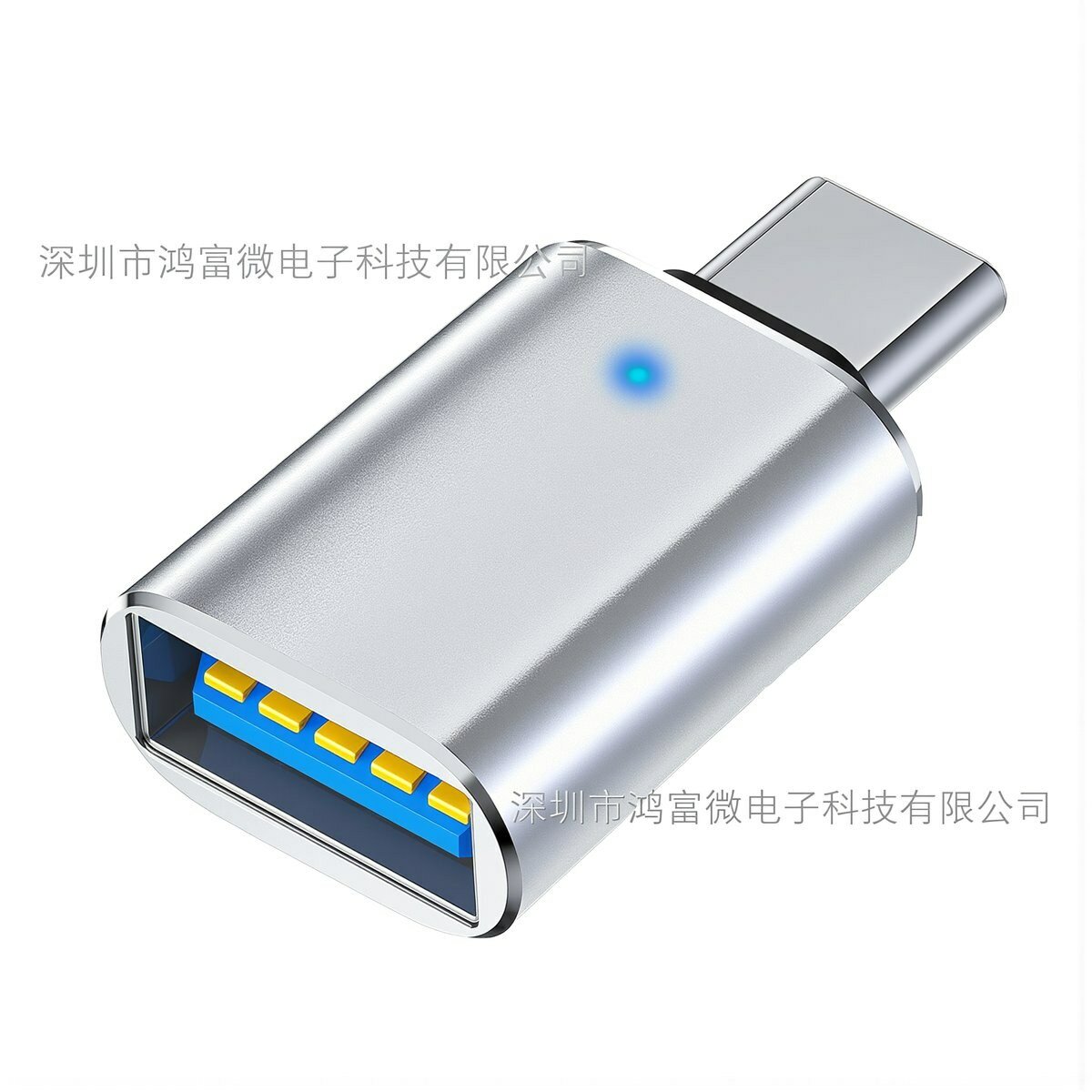 Переходник Type-C на USB 3.0 с поддержкой функции OTG со светодиодным индикатором портативный черный