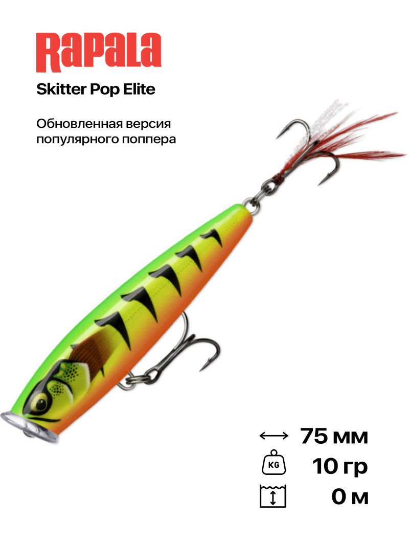 Воблер Rapala Skitter Pop Elite 75, 75 мм, 10 гр, #GDFT