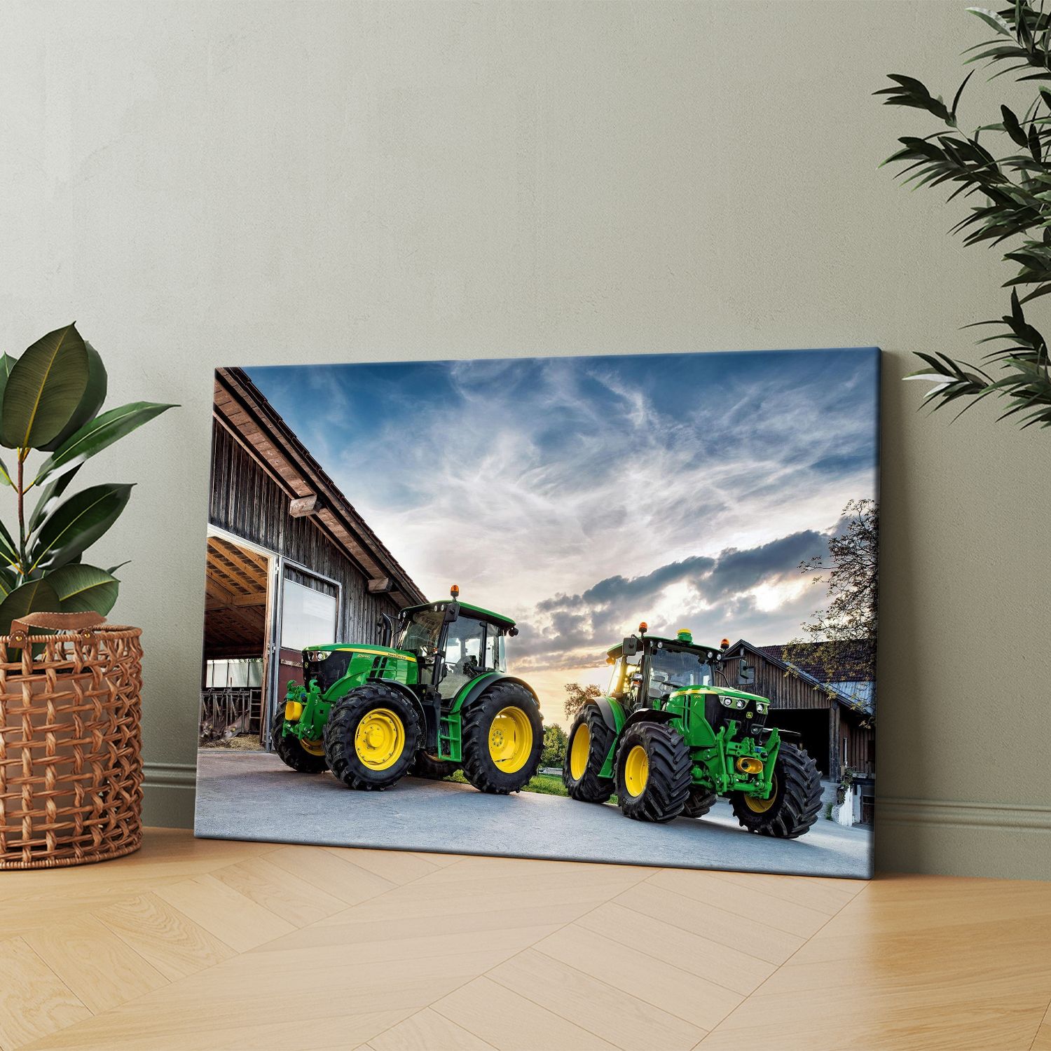 Картина на холсте (Трактор John Deere 8R - сельхозтехника из Германии.) 20x30 см. Интерьерная, на стену.