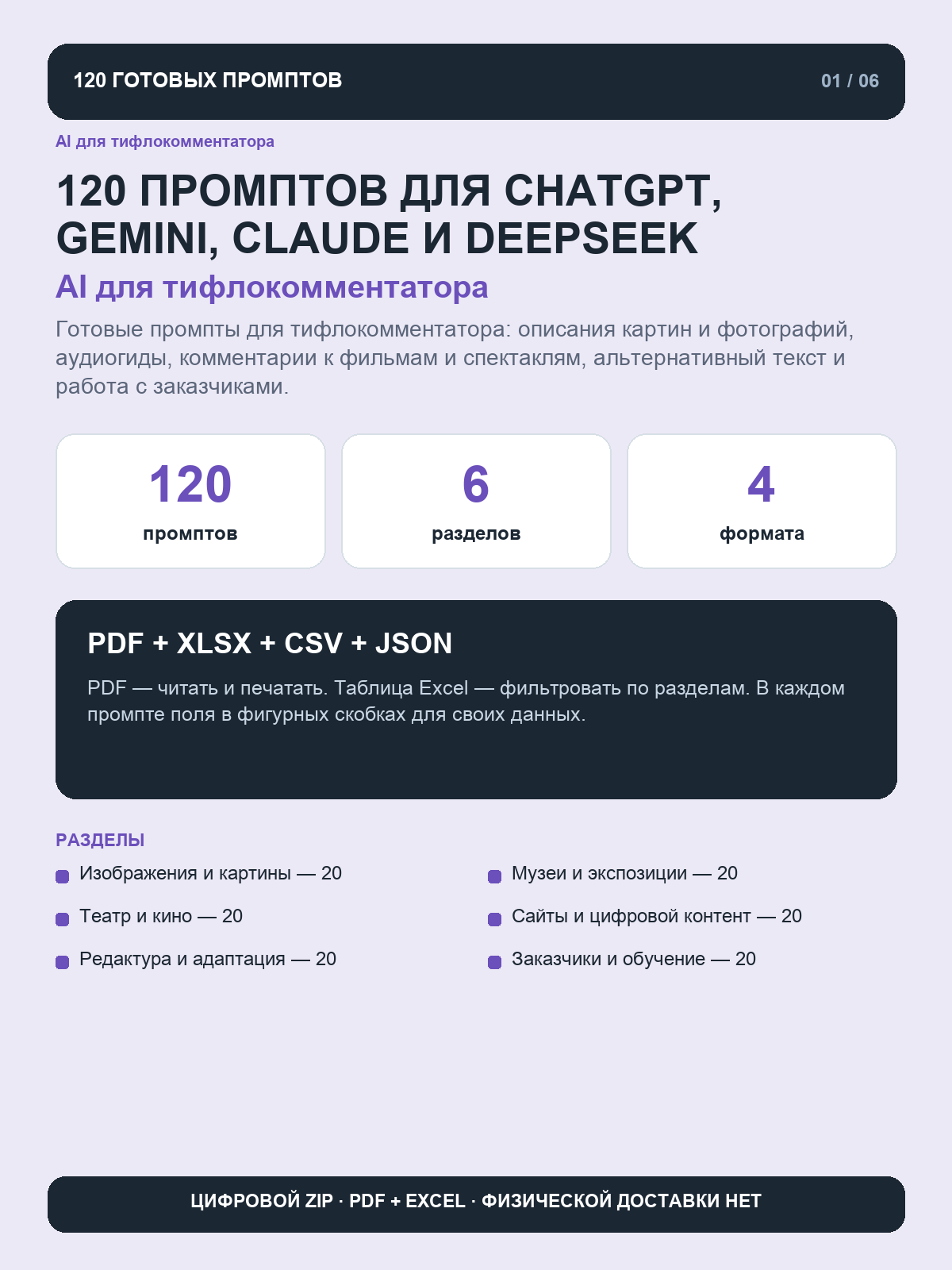 Промпты для тифлокомментатора: 120 готовых запросов для ChatGPT, Gemini, Claude и DeepSeek, цифровая книга PDF A4
