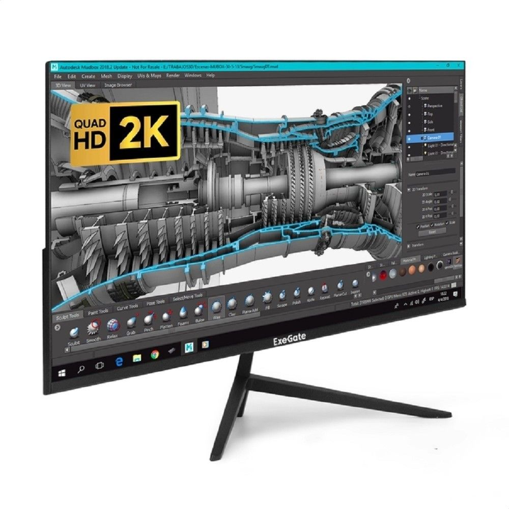 Монитор безрамочный с аудио 27" ExeGate SmartView ES2707CA (IPS LED Grade A+, 2K, 2560x1440@75Гц (WQHD), 16:9, 300cd/m2, 1000:1, 178°/178°, 1ms, HDMI, DisplayPort, USB, аудио-выход, RGB-подсветка, FreeSync, Flicker-free, Low Blue Light, кабель HDMI 1.5м,