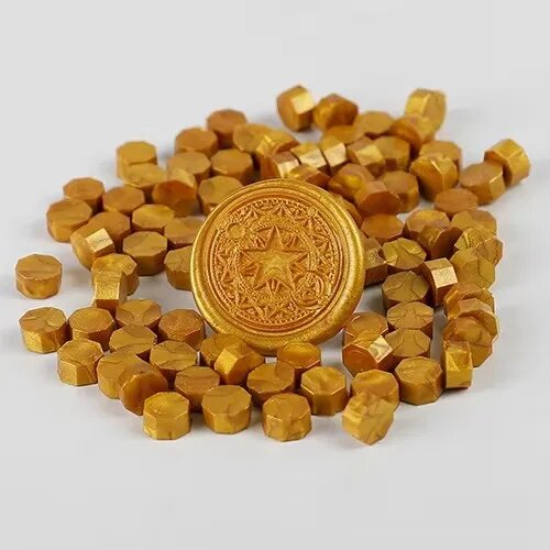 Восковые гранулы для штампов, 100 шт, ретро-октагональные Amber gold