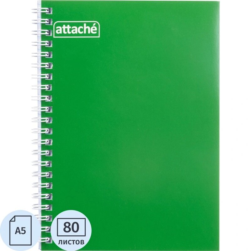 Бизнес-тетрадь А5 80л  ATTACHE, спираль, т.-зеленый, блок 60г, обложка 215г