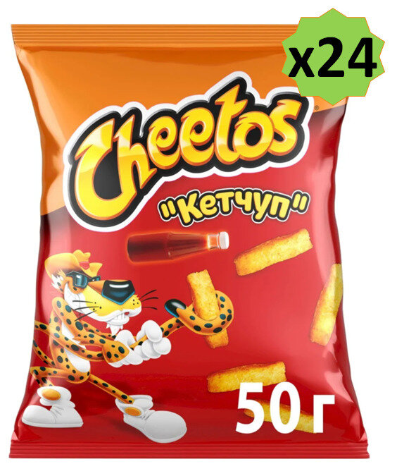 Снеки кукурузные Cheetos со вкусом кетчупа, набор 24 пачки по 50 г