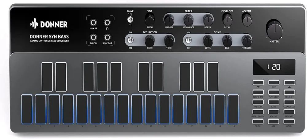 Аналоговый басовый синтезатор и секвенсор Donner Essential B1