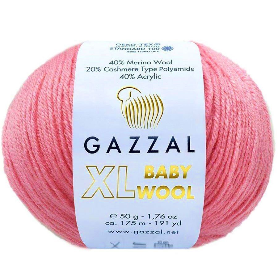 Пряжа Gazzal BABY WOOL XL 831 яр. розовый (5 мотков)