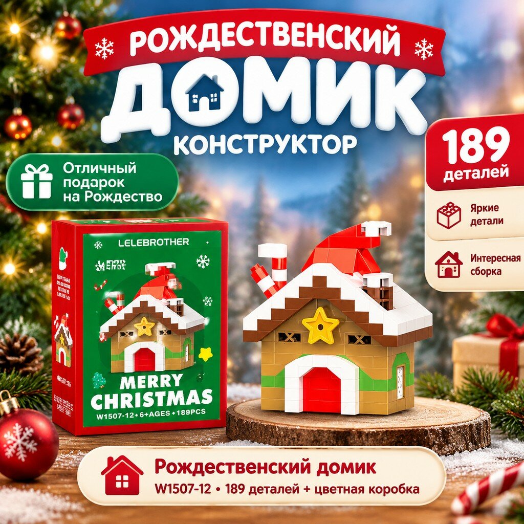 Конструктор-мозаика с рождественскими фигурками Деда Мороза, снеговика и оленя