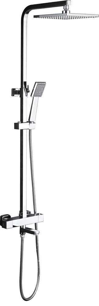Душевая стойка Timo Tetra-Thermo SX-0169/00 chrom со смесителем, термостатическим, хром, глянцевая, душевая система с тропическим душем, с изливом, с лейкой, латунная