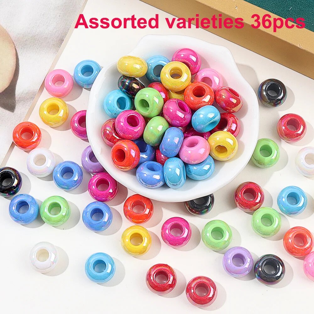 Многоцветные овальные бусины из смолы с большим отверстием A36PCS