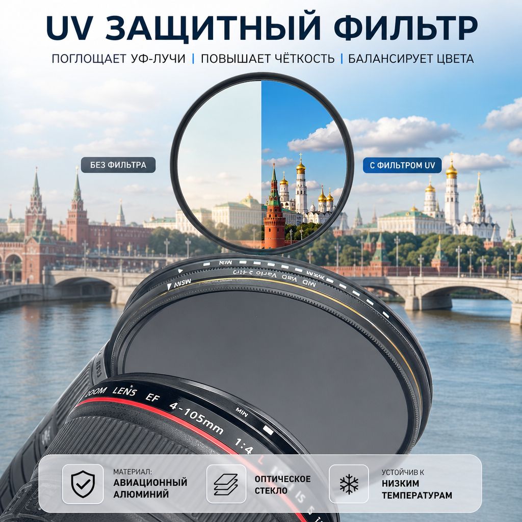 Защитный фильтр 49 мм, черный, коробка для хранения