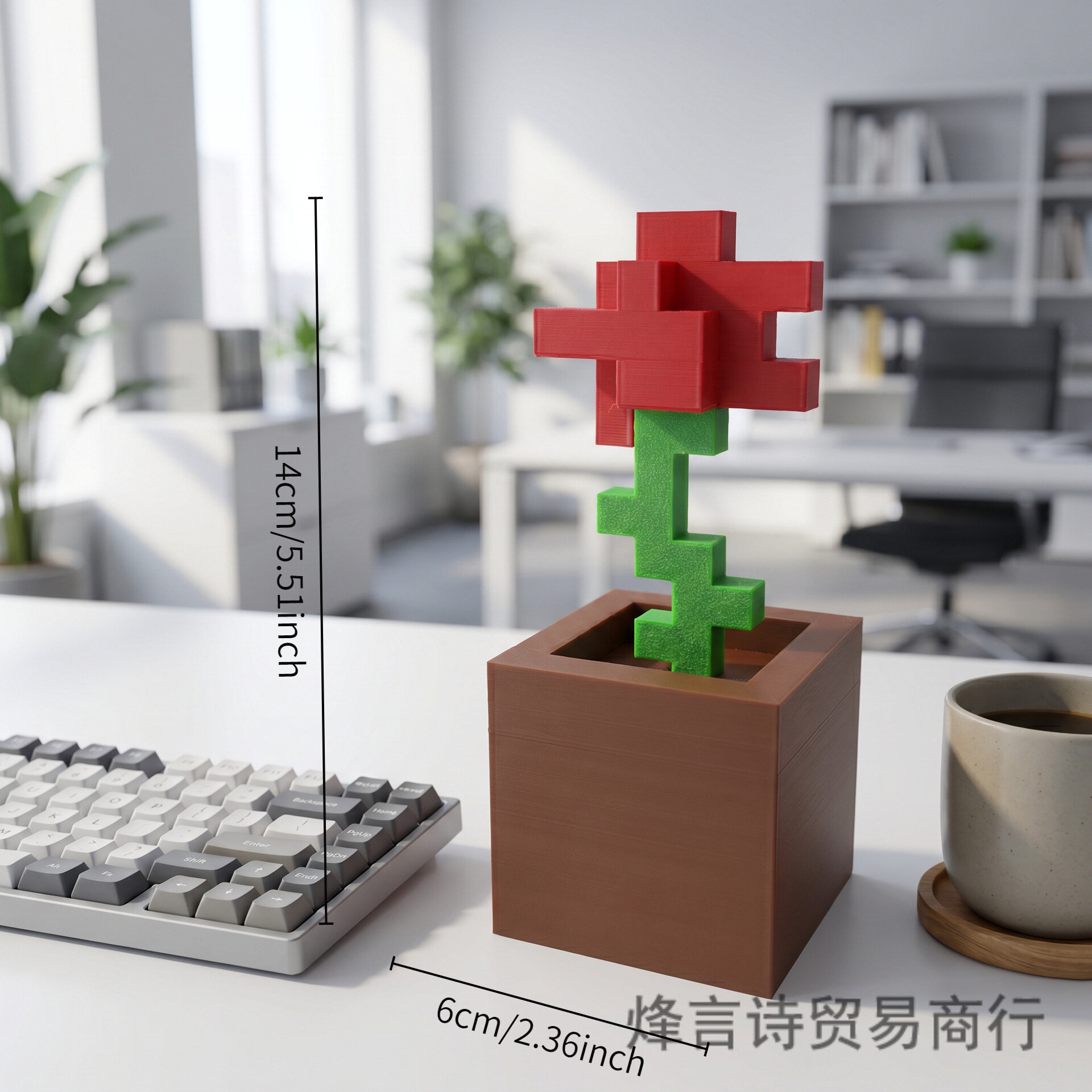 3D напечатанный пиксельная роза тюльпан горшок настольное украшение декоративный садовый арт фигурка по умолчанию