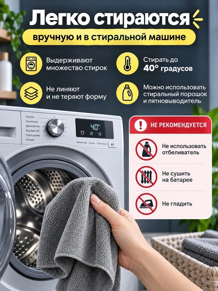 Серые многоразовые тряпки из микрофибры, рулон 50 салфеток, для удаления пыли и жировых пятен